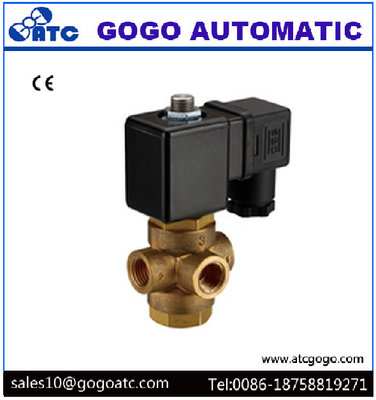 China Brass Normally Open 3 Way Water Solenoid Valve With Direct Drive Type G1/4 Port supplier